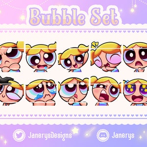 10 + 2 Animated Cute Powerpuff Girls Emotes for Twitch/youtube - Bubble ...