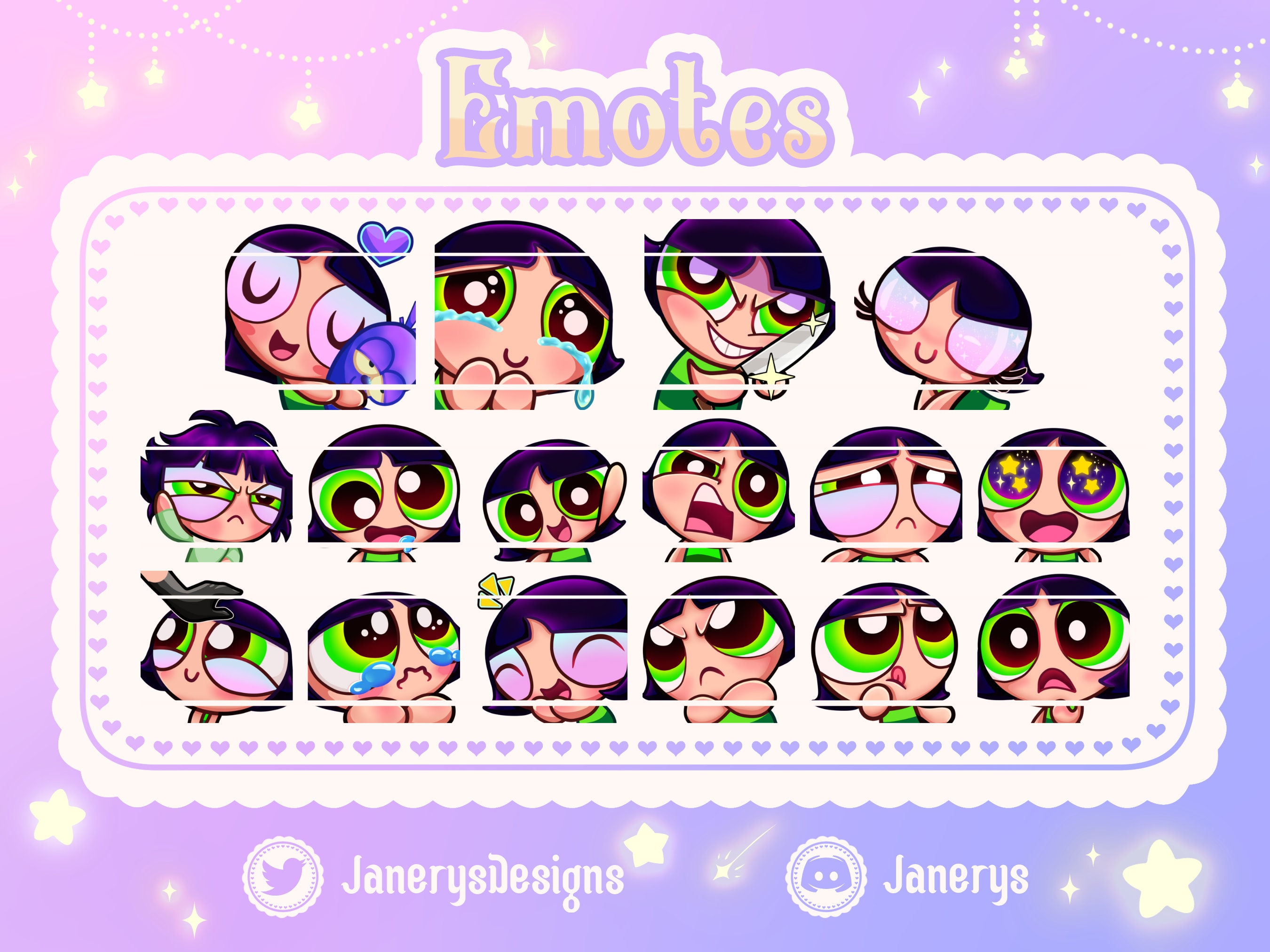 16 + 3 Animated Cute Powerpuff Girls Emotes for Twitch/youtube ...