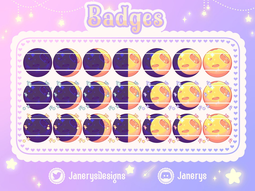 7 Moon Badges + Flairs for Twitch/youtube - Streaming - Sub Bits Badges ...