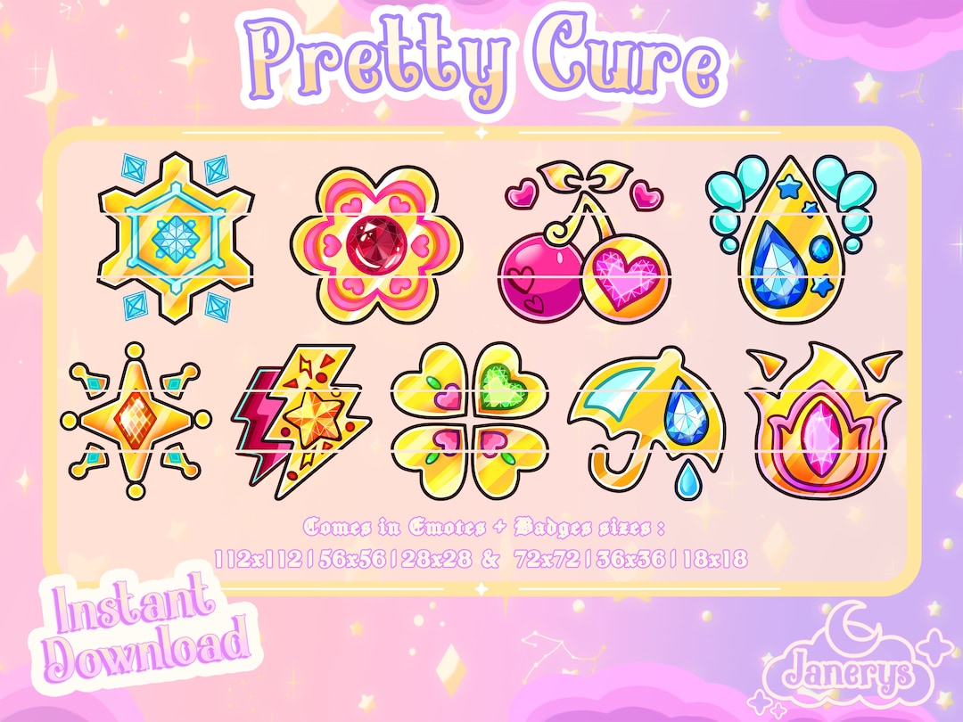 9 Kawaii Pretty Cure Anime Badges for Twitch/youtube Cute - Etsy