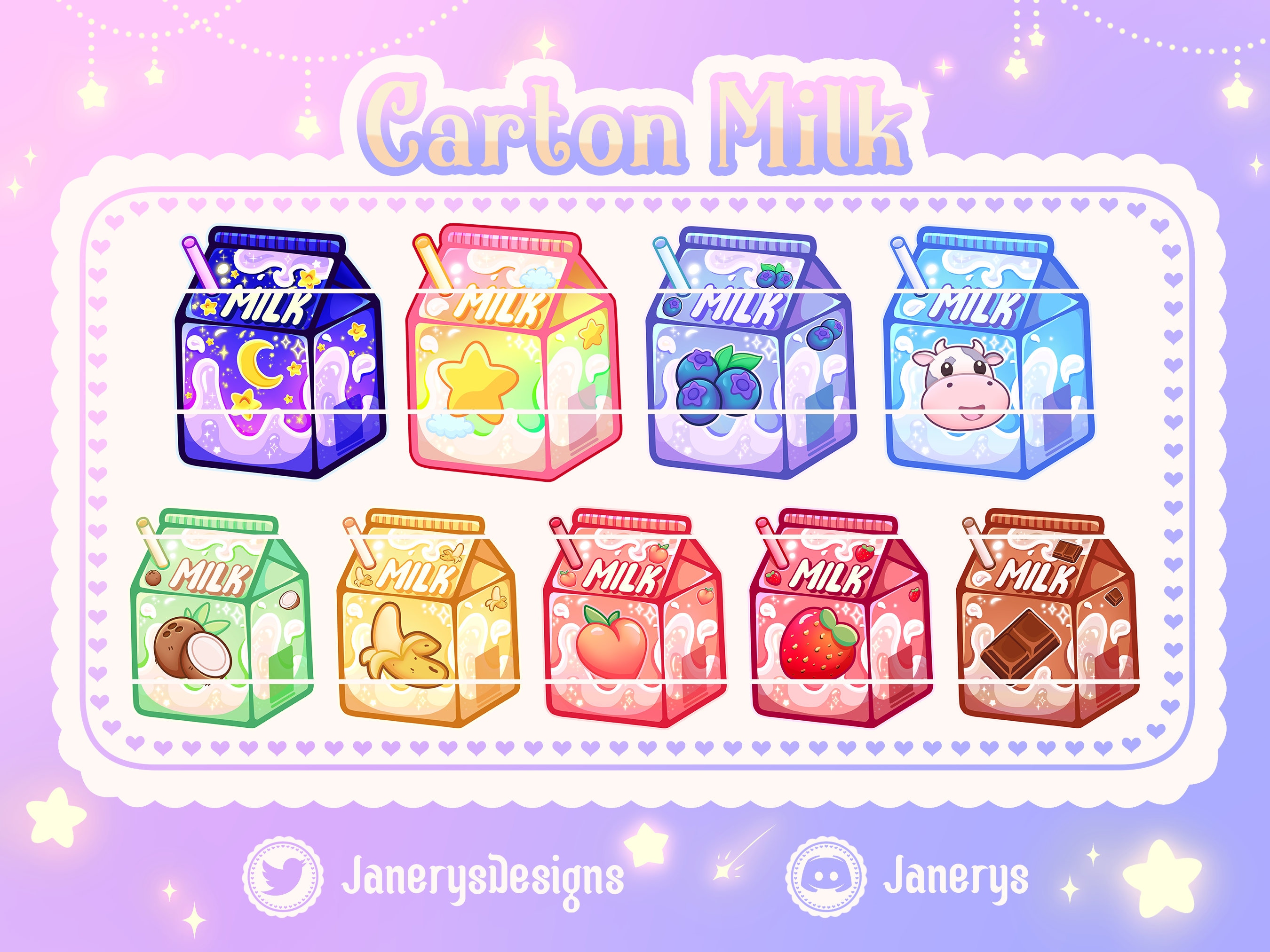 9 Cute Carton Milk Sub/bits Badges for Twitch/youtube - Cute - Milk ...