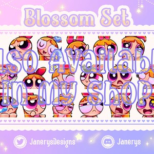 6 + 1 Animated Cute Powerpuff Girls Emotes for Twitch/youtube - Blossom ...