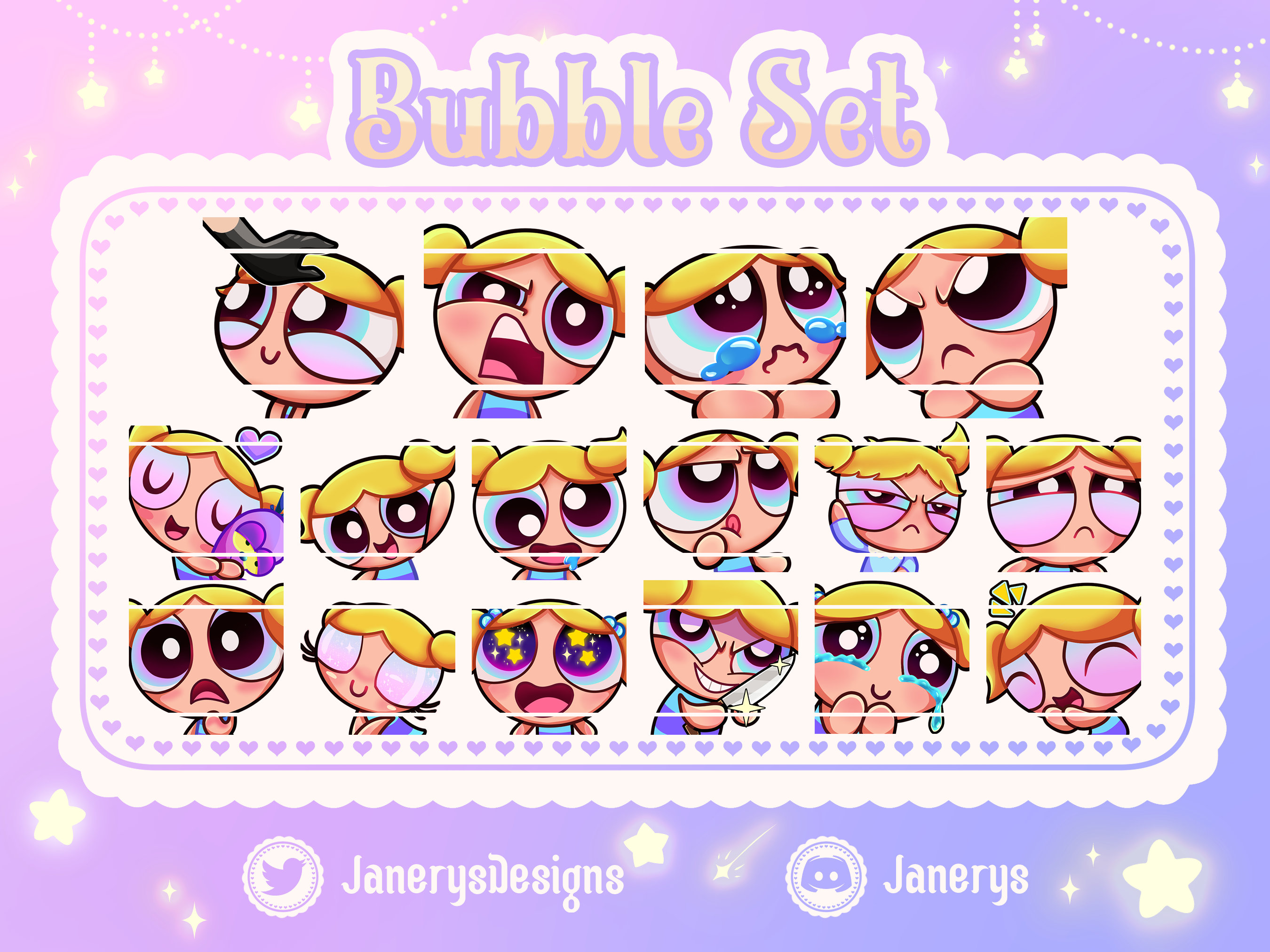 16 + 3 Animated Cute Powerpuff Girls Emotes for Twitch/youtube - Bubble ...