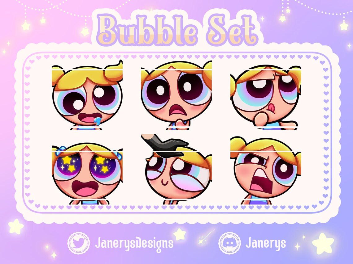6 + 1 Animated Cute Powerpuff Girls Emotes for Twitch/youtube - Bubble ...