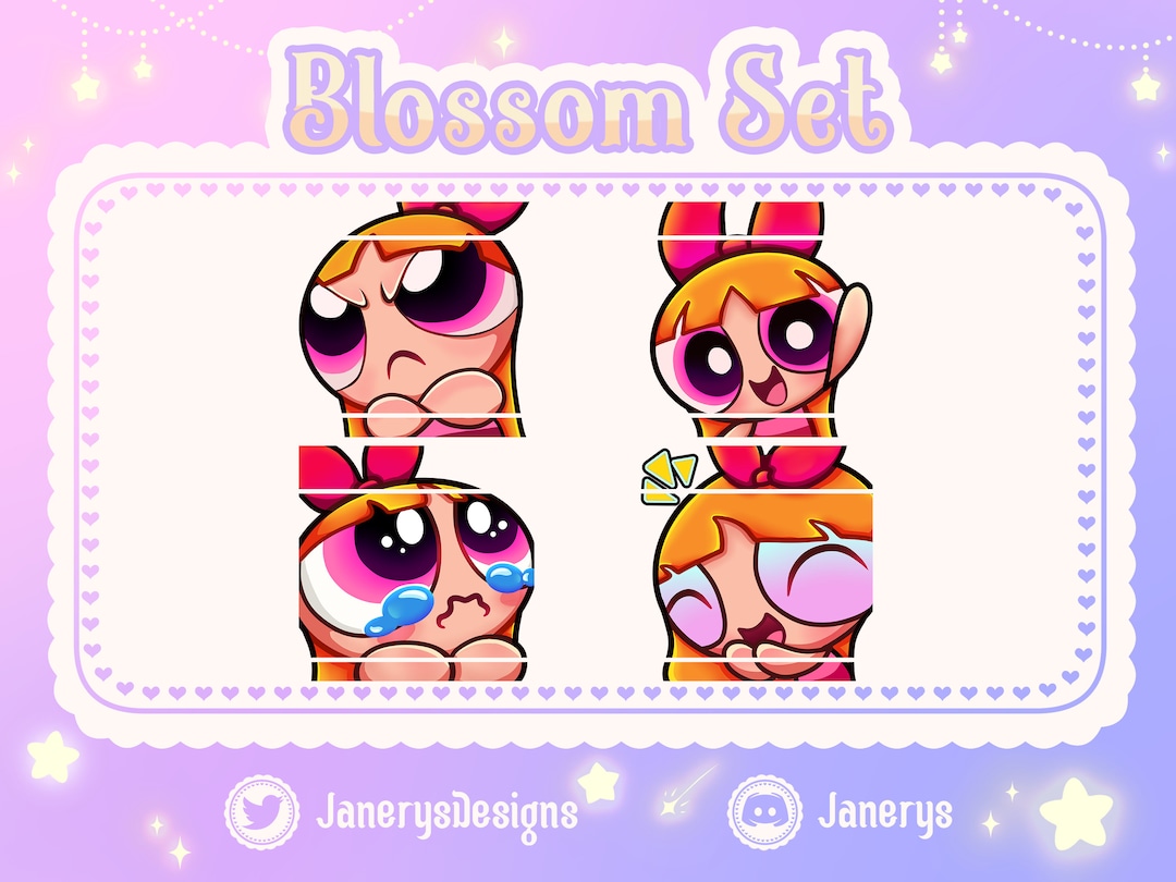 4 + 1 Animated Cute Powerpuff Girls Emotes for Twitch/youtube - Blossom ...