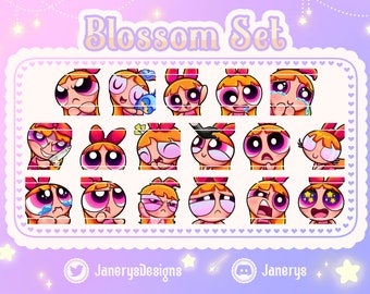 6 + 1 Animated Cute Powerpuff Girls Emotes for Twitch/youtube - Blossom ...