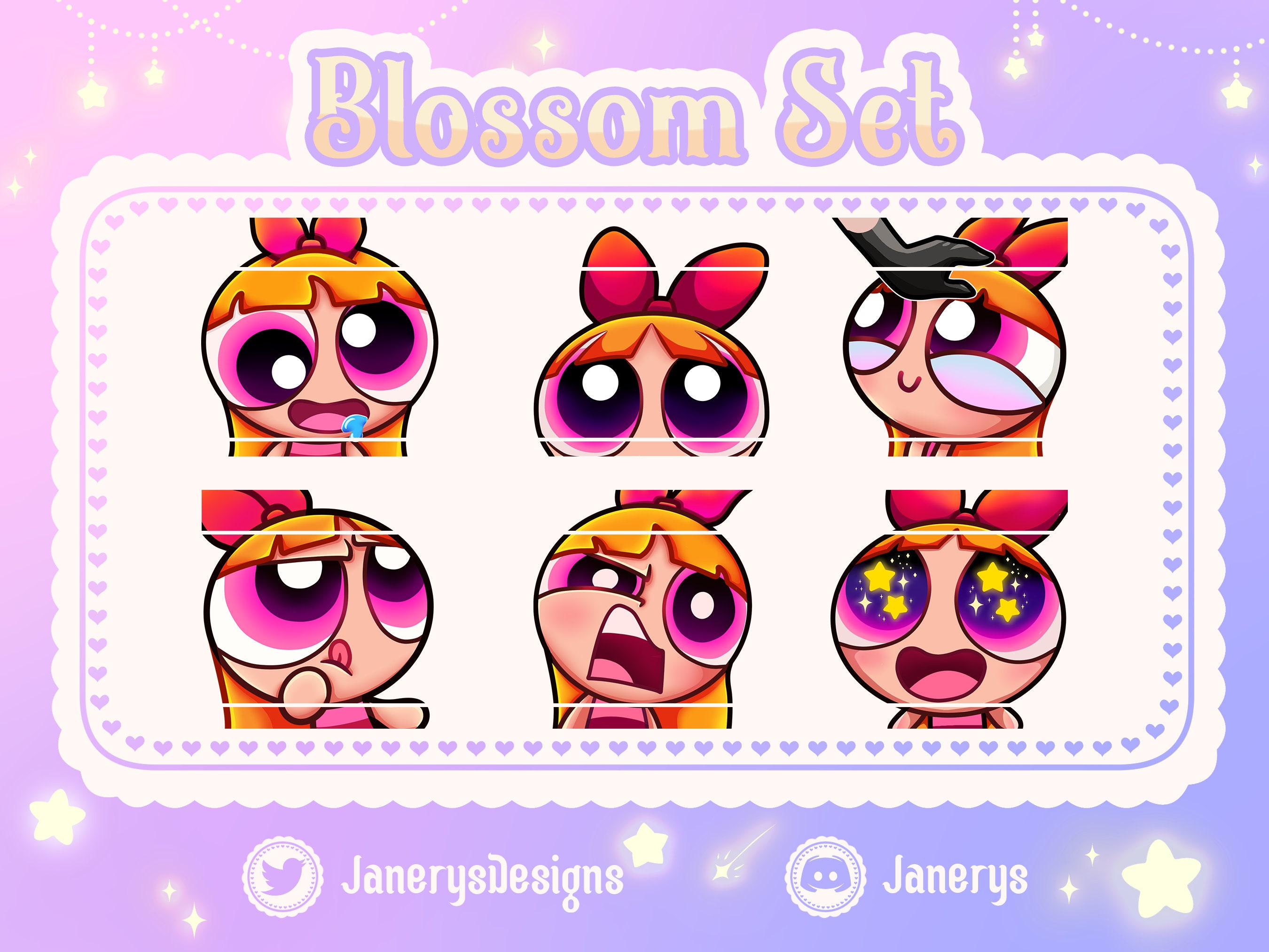 6 + 1 Animated Cute Powerpuff Girls Emotes for Twitch/youtube - Blossom ...