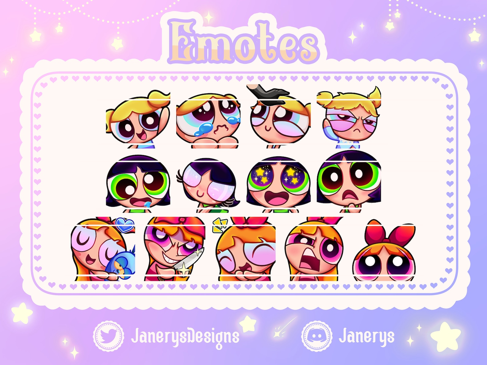 13 + 3 Animated Cute Powerpuff Girls Emotes for Twitch/youtube ...