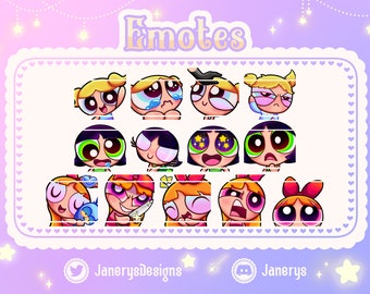 4 + 1 Animated Cute Powerpuff Girls Emotes for Twitch/youtube ...