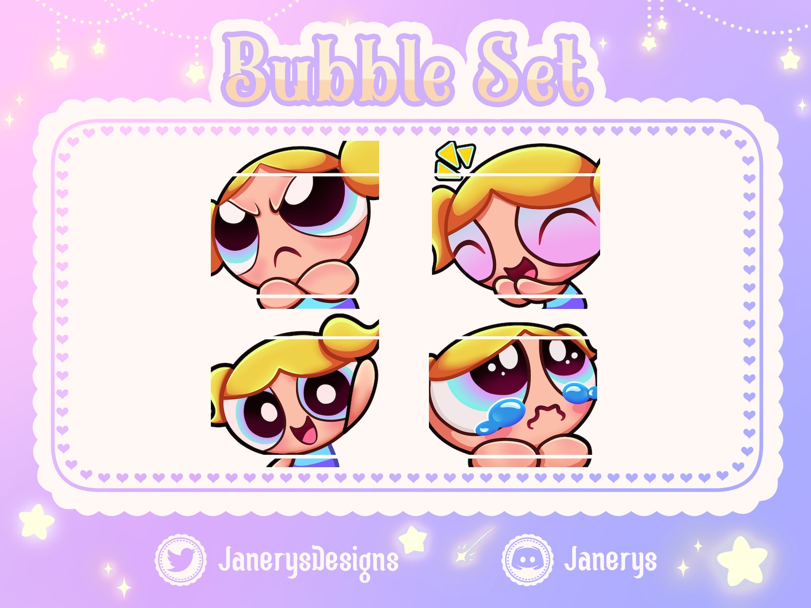 4 + 1 Animated Cute Powerpuff Girls Emotes for Twitch/youtube - Bubble ...