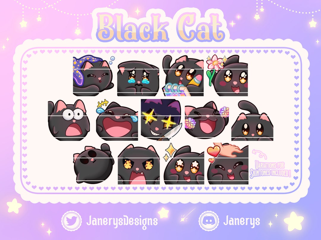 13 Black Cat Emotes for Twitch/youtube - Streaming - Sub Bits Badges ...