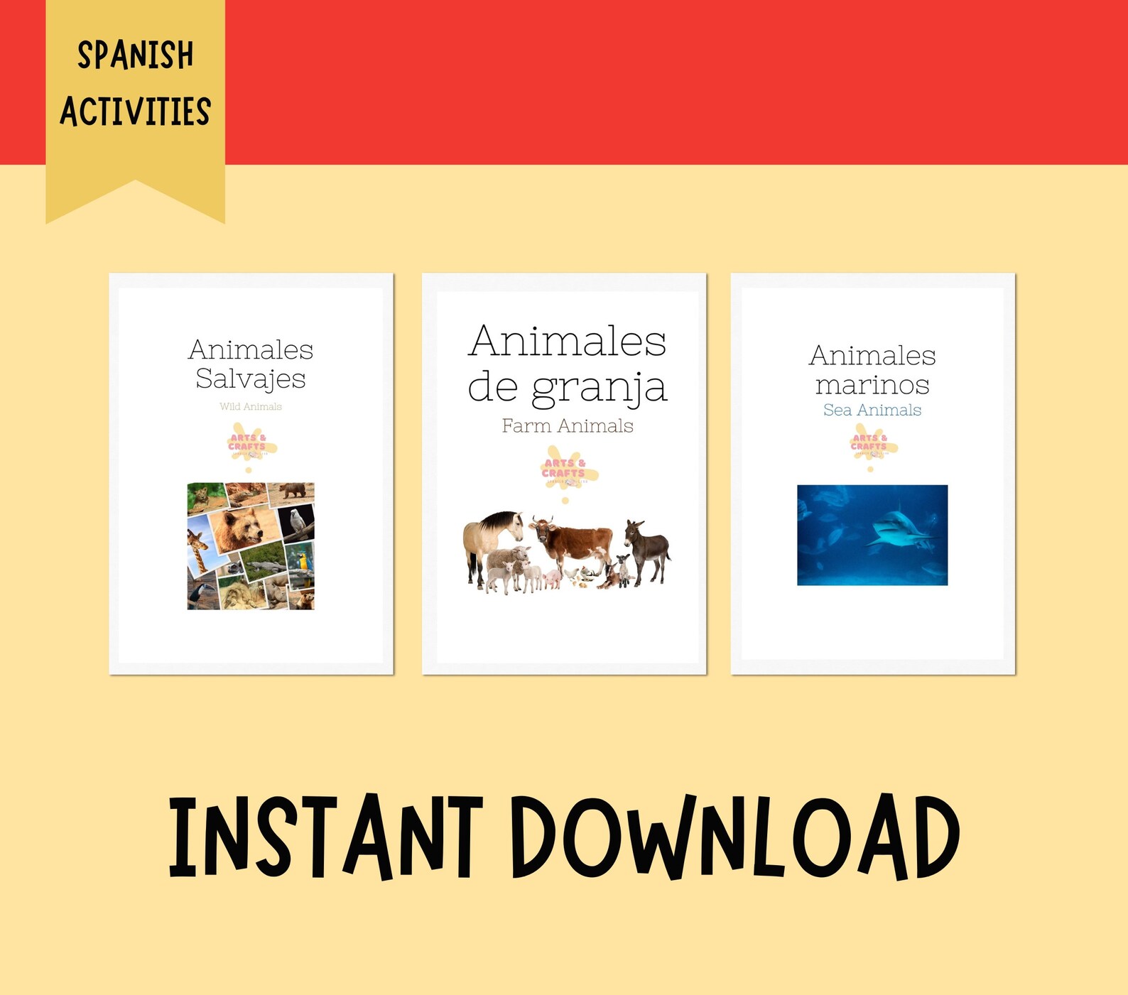 SPANISH/ ENGLISH Animal FLASHCARDS. Real Images, Digital Download, Over ...