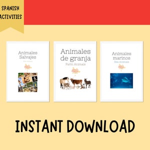 SPANISH/ ENGLISH Animal FLASHCARDS. Real Images, Digital Download, Over ...