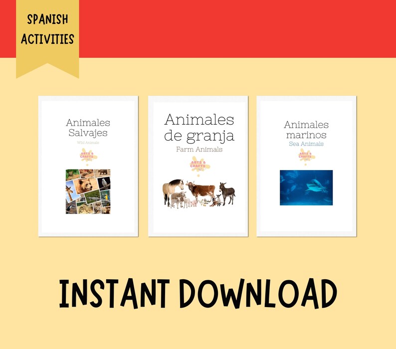 SPANISH/ ENGLISH Animal FLASHCARDS. Real Images, Digital Download, Over ...