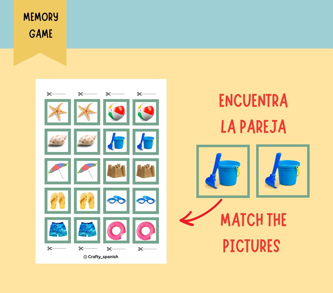 SUMMER Memory Game, Juego De Memoria Para El VERANO, Matching Game ...