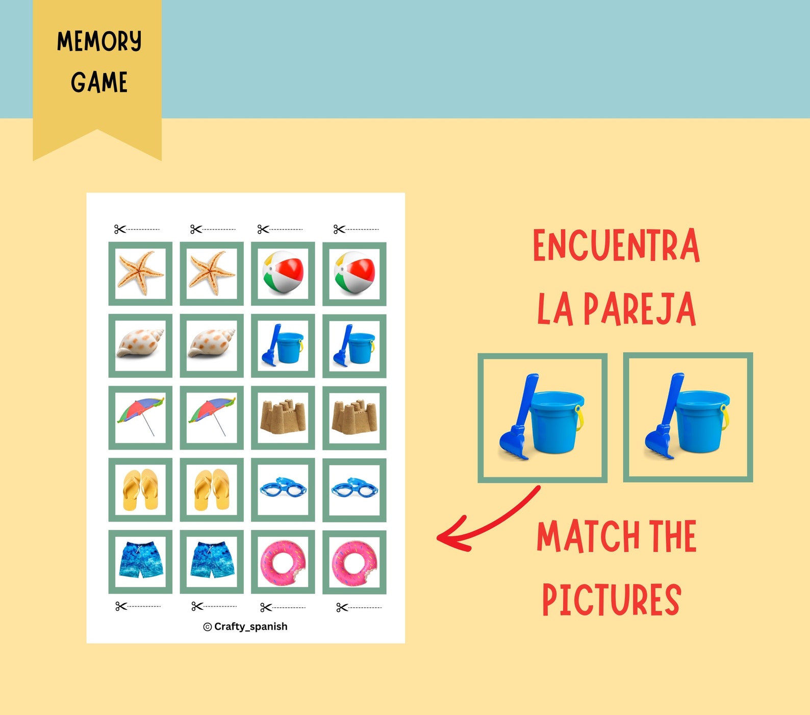SUMMER Memory Game, Juego De Memoria Para El VERANO, Matching Game ...