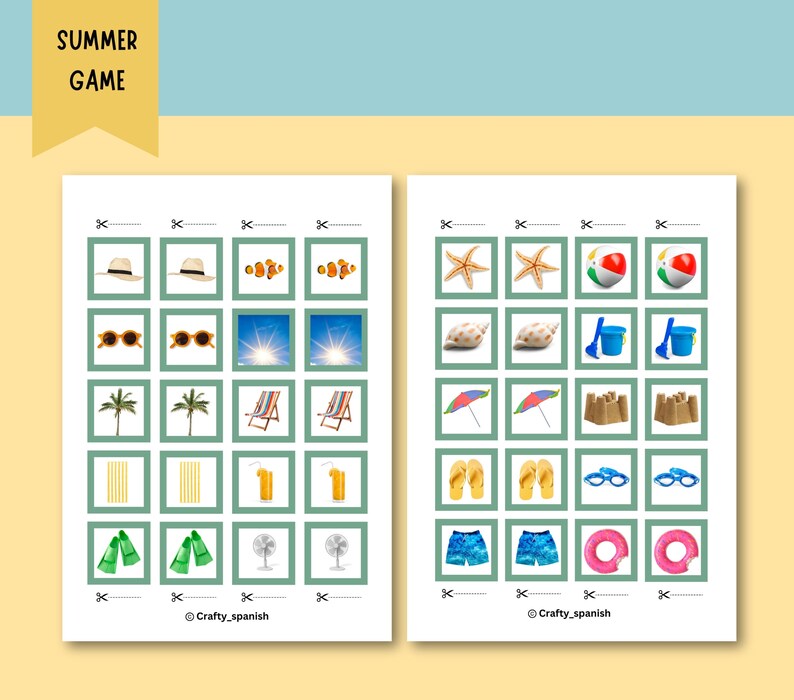 SUMMER Memory Game, Juego De Memoria Para El VERANO, Matching Game ...