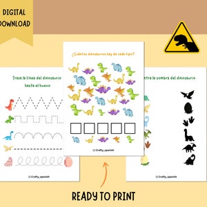 DINOSAUR Theme SPANISH Activities for Kids, 15 Pages, Digital Download ...