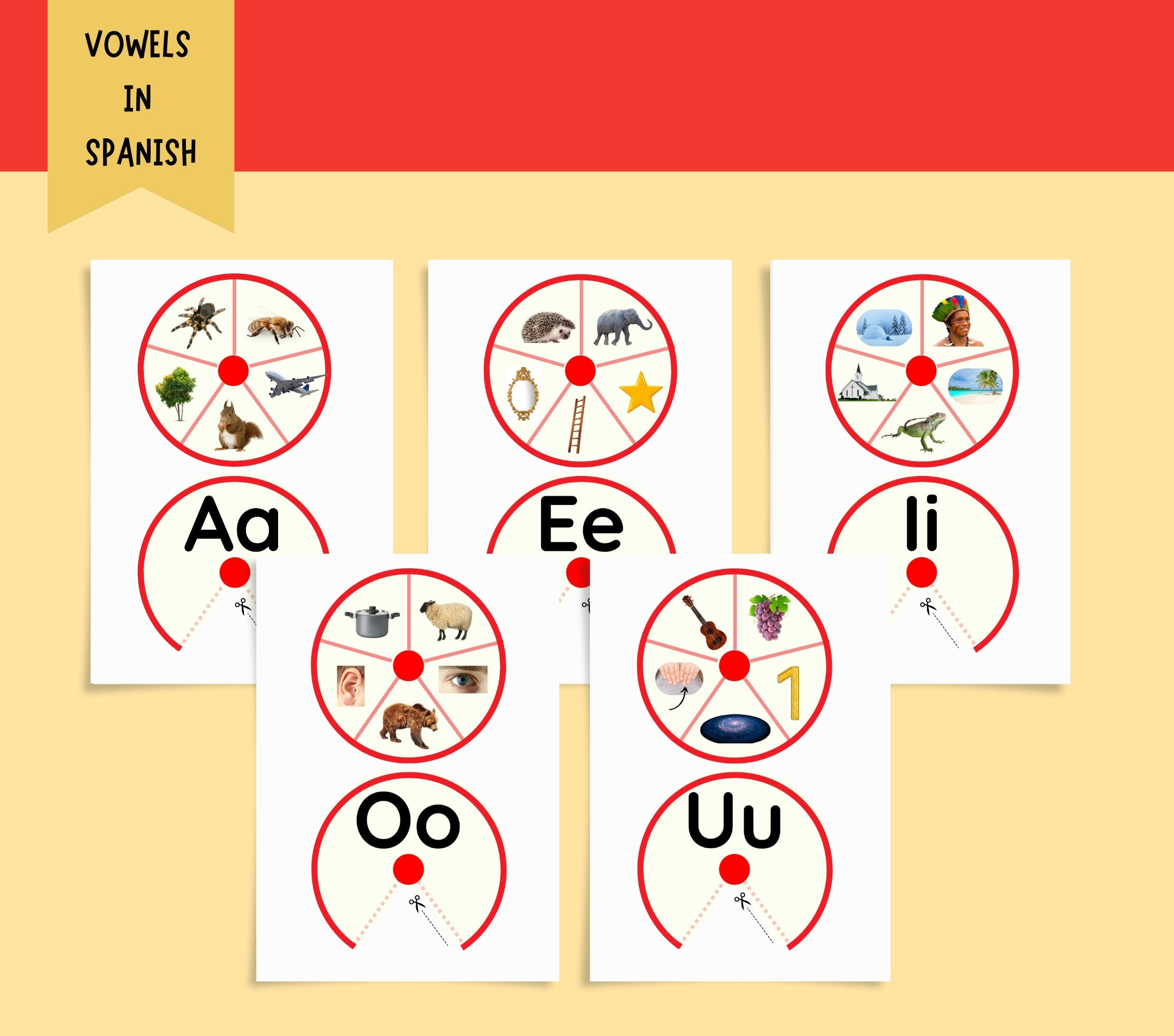 VOWELS Wheel in SPANISH, Rueda De Vocales, Spanish Resources for Kids ...