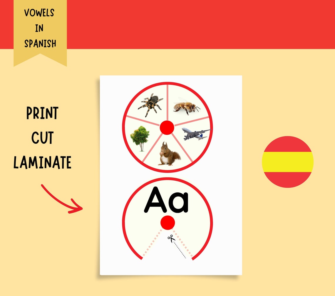 VOWELS Wheel in SPANISH, Rueda De Vocales, Spanish Resources for Kids ...