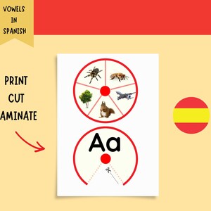 VOWELS Wheel in SPANISH, Rueda De Vocales, Spanish Resources for Kids ...