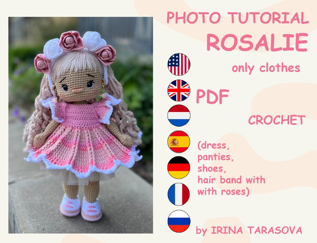 Crochet Pattern Toy Clothes Outfit "rosalie" for 29 Cm Dolls. CLOTHES ...