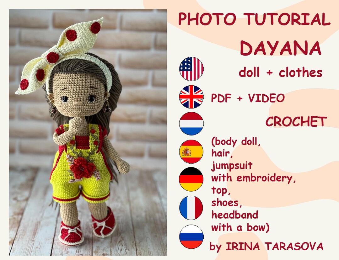 SET CROCHET PATTERNS - Amigurumi Basic Doll Laura and Dayana Outfit Clothes Doll With Clothes ...