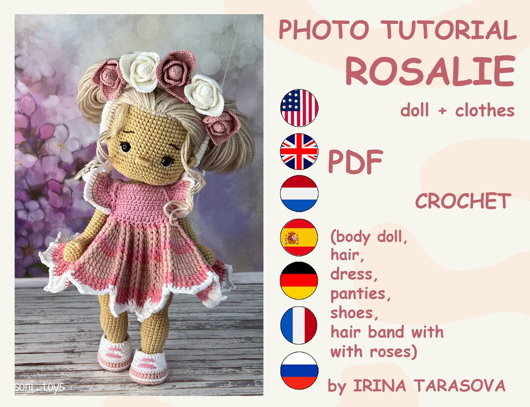 SET CROCHET PATTERNS - Amigurumi Basic Doll Lourie and Rosalie Outfit ...