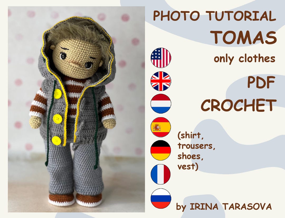 Crochet Pattern Toy Clothes Outfit "tomas" for 29 Cm Dolls. CLOTHES ...