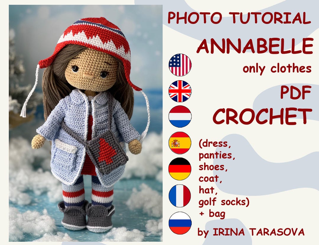 Amigurumi Doll Pattern Annabelle Christmas Winter Clothes Outfit Set ...
