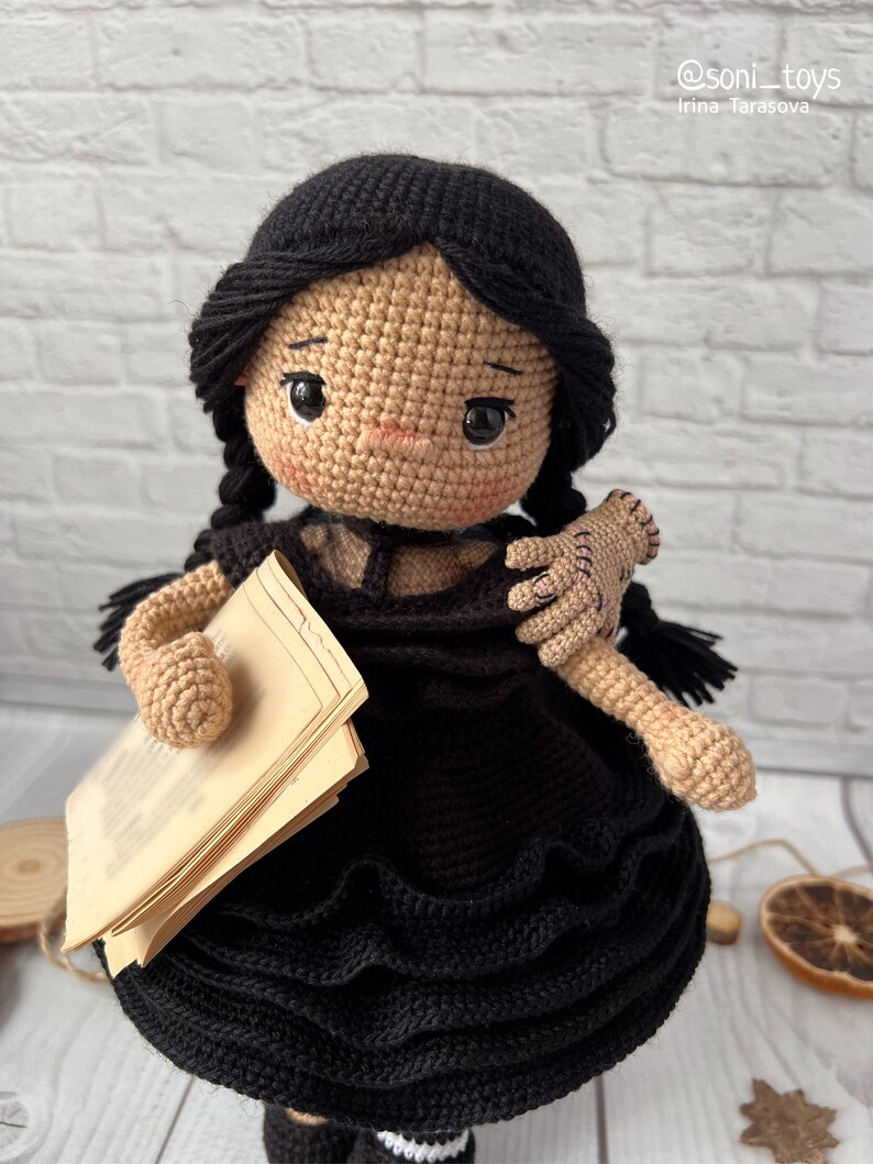 Wednesday Amigurumi Doll Clothes Outfit Set and Thing Crochet Pattern ...