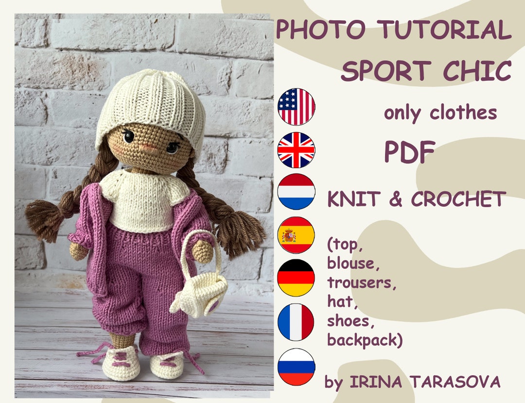 Crochet and Knitting Pattern Toy Clothes Outfit "sport Chic" for 29 Cm ...
