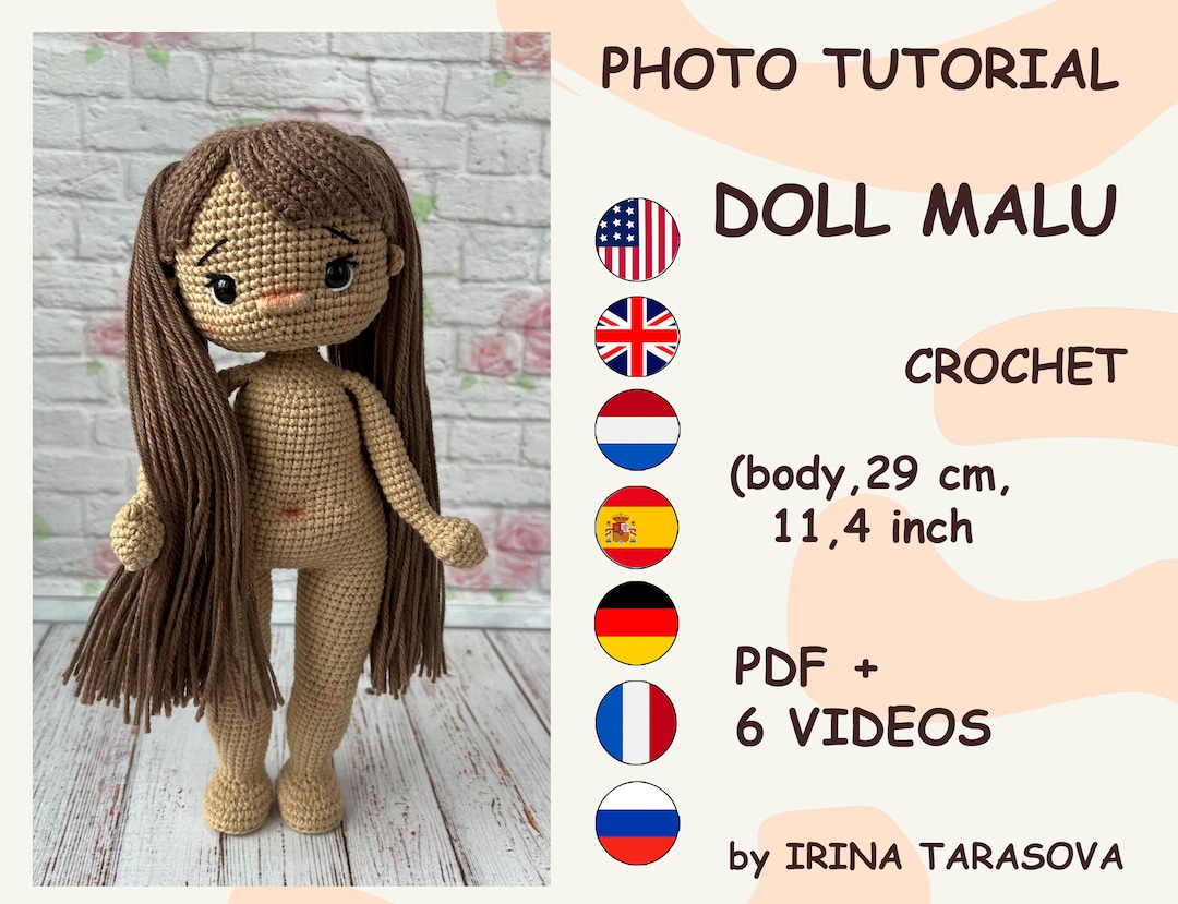 Malu Amigurumi Crochet Doll Pattern. Unclothed. DOLL ONLY Pdf by Irina ...