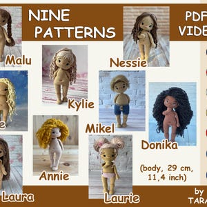 Nine Amigurumi Crochet Dolls Base Patterns. Unclothed. DOLLS ONLY ...