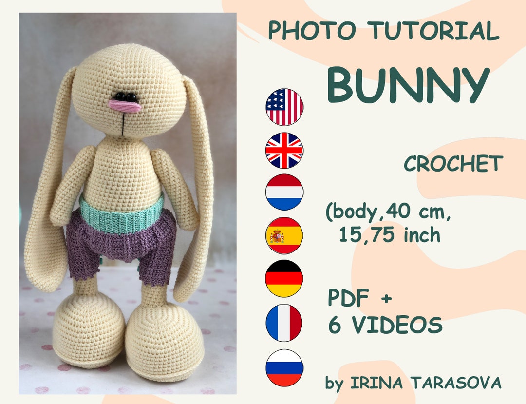 Amigurumi Crochet Tilda Bunny Pattern. Unclothed. Bunny ONLY, Pants Not ...