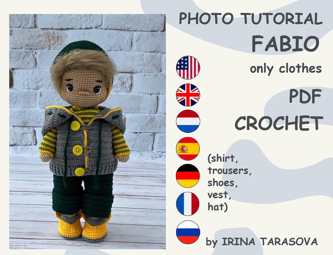 Crochet Pattern Toy Clothes Outfit "fabio" for 29 Cm Dolls. CLOTHES ...