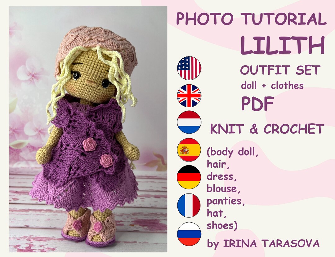 SET HAAKPATRONEN - Amigurumi basispop Marie en Lilith outfit kledingpop ...
