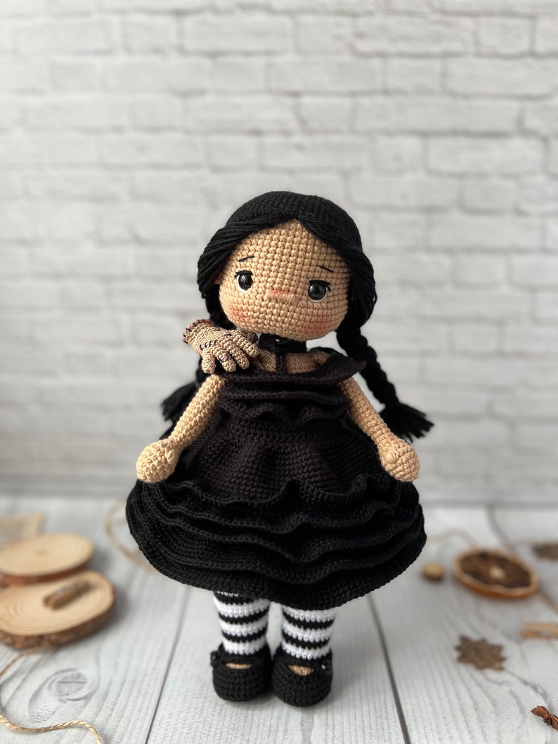 Wednesday Amigurumi Doll Clothes Outfit Set and Thing Crochet Pattern ...