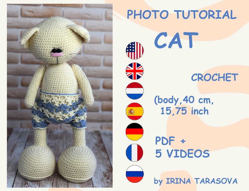 Amigurumi Crochet Tilda Cat Pattern. Unclothed. Cat ONLY, Pants Not ...