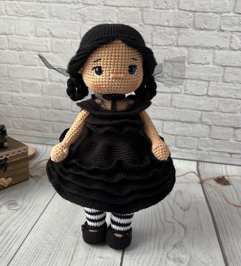 Wednesday Amigurumi Doll Clothes Outfit Set and Thing Crochet Pattern ...