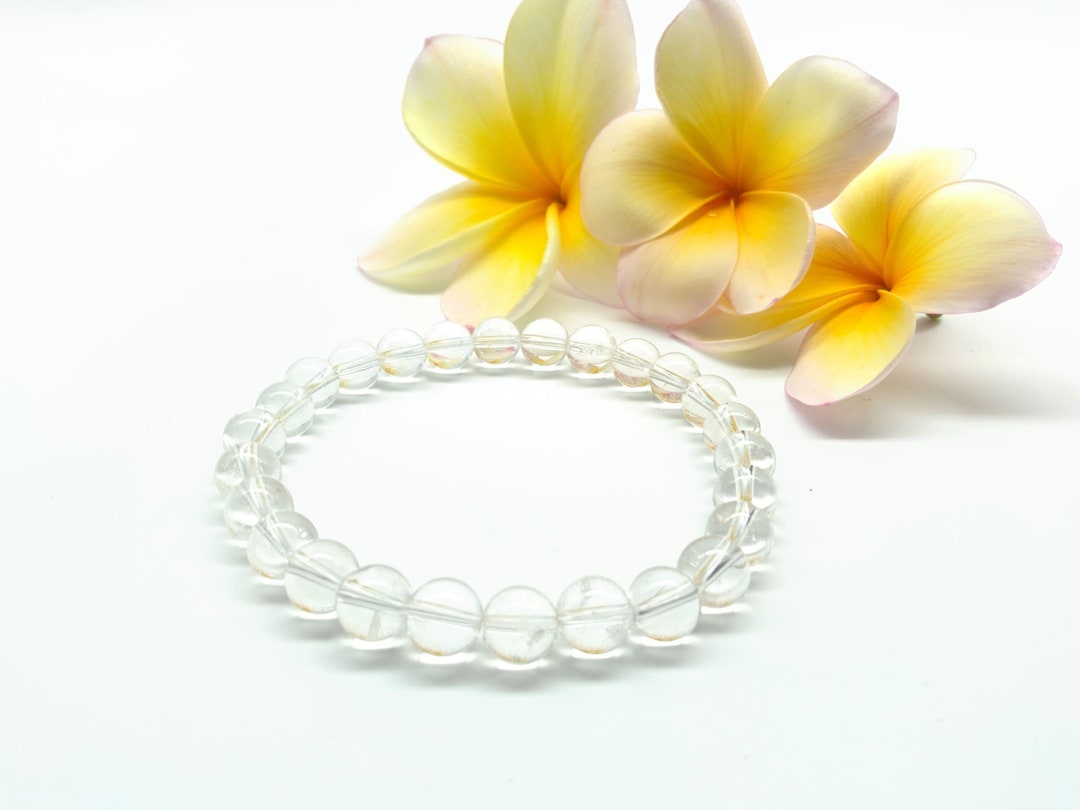 A GRADE CLEAR QUARTZ Bracelet 8MM Genuine Natural Quartz Stretch ...