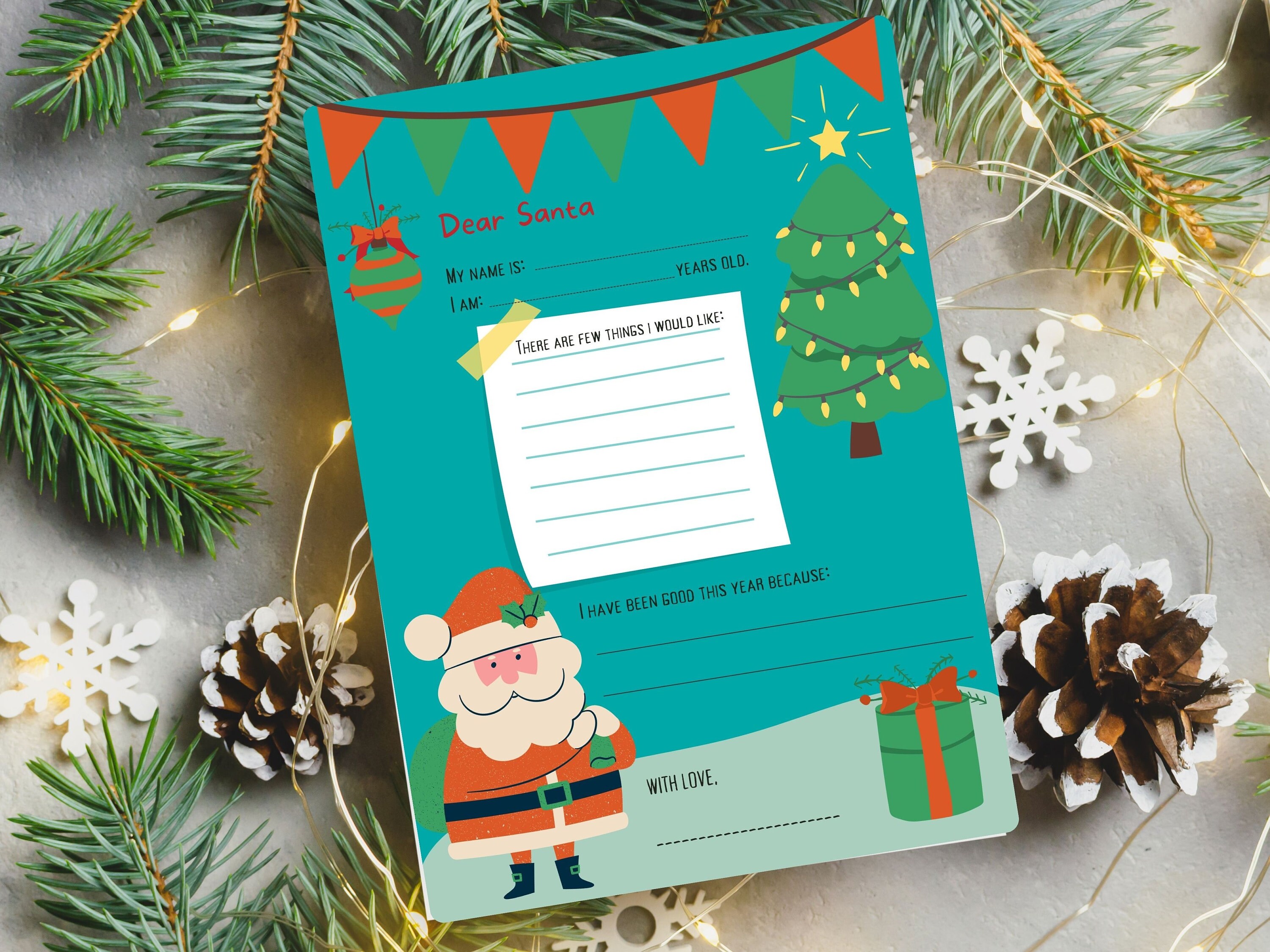 Letter to Santa Printable Easy to Print Letter to Santa - Etsy