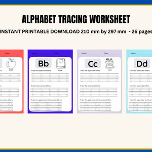 ALPHABET TRACING 26 Page Alphabet Worksheet Learning Abc - Etsy