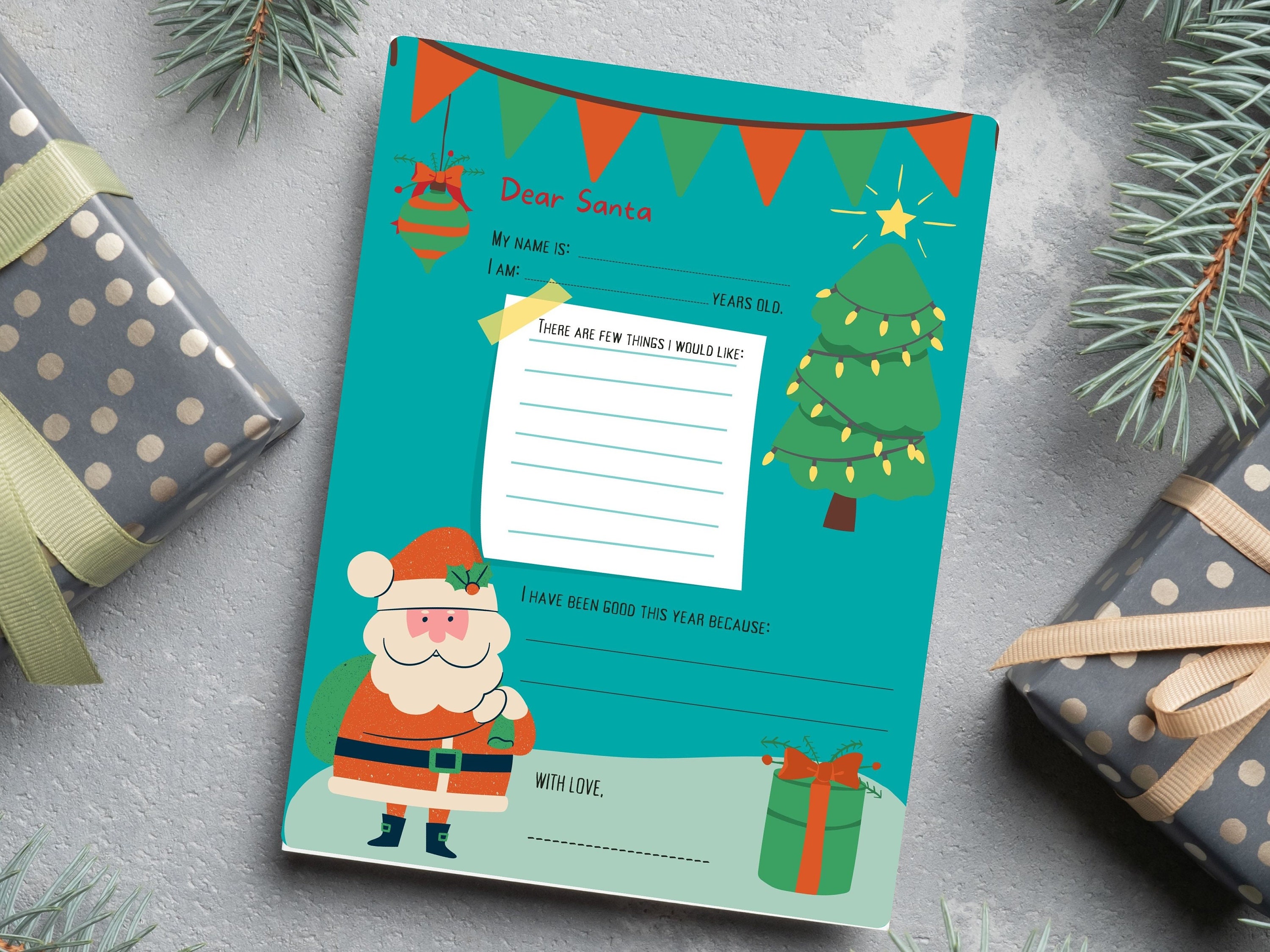 Letter to Santa Printable Easy to Print Letter to Santa - Etsy