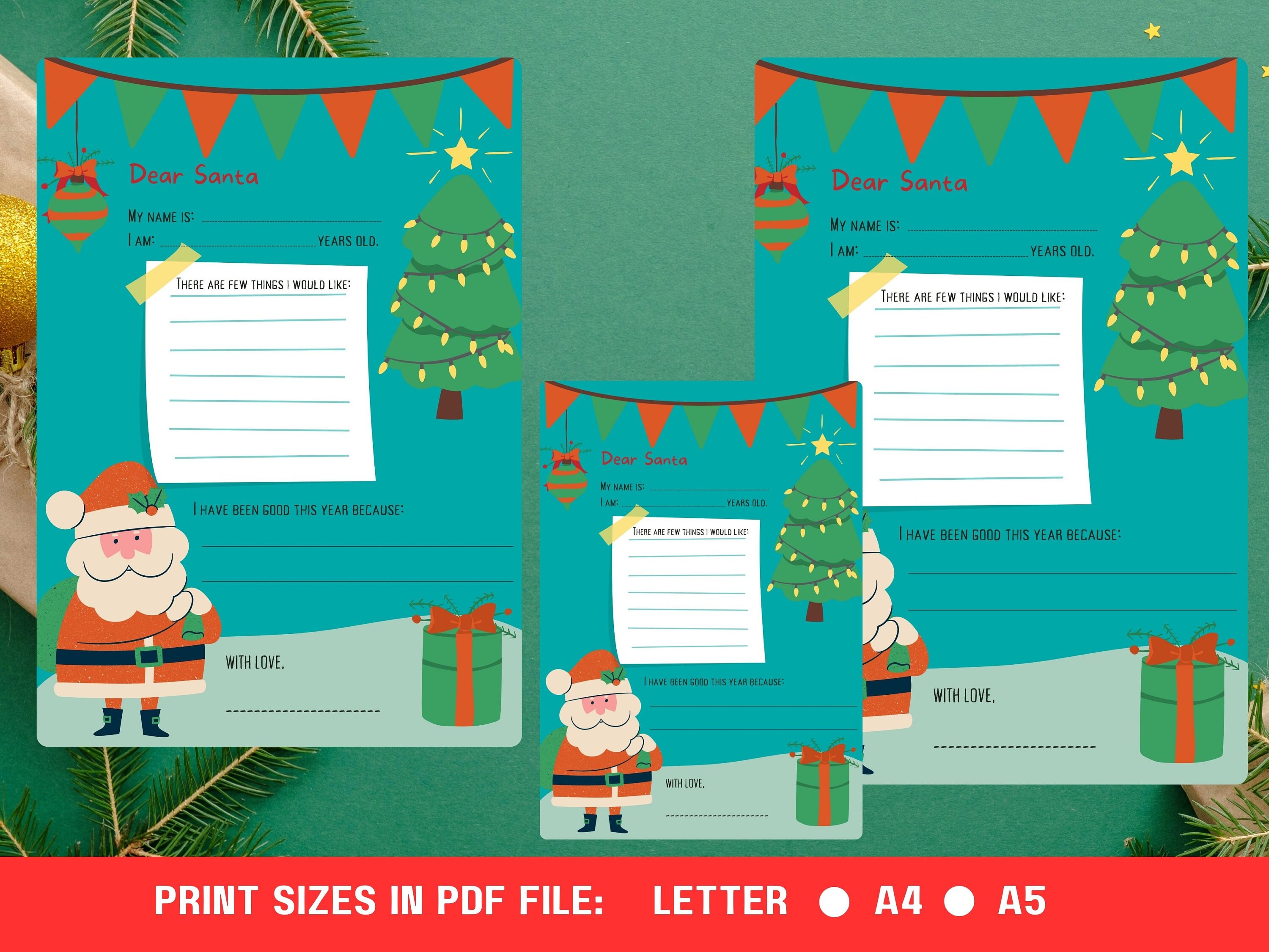 Letter to Santa Printable Easy to Print Letter to Santa - Etsy