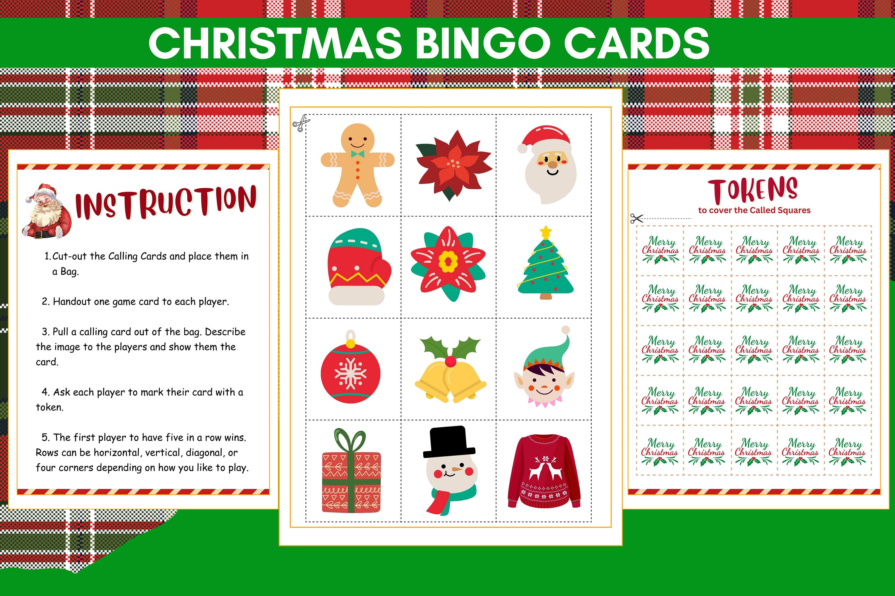 Christmas Bingo, 30 Christmas Printable Bingo Cards, Kids Christmas ...