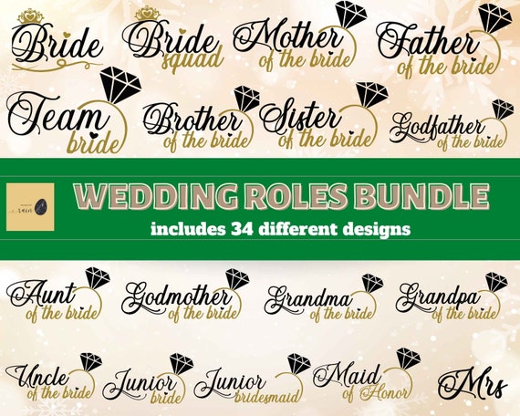 Wedding Roles Bundle SVG PNG DXF Eps Wedding Entourage - Etsy