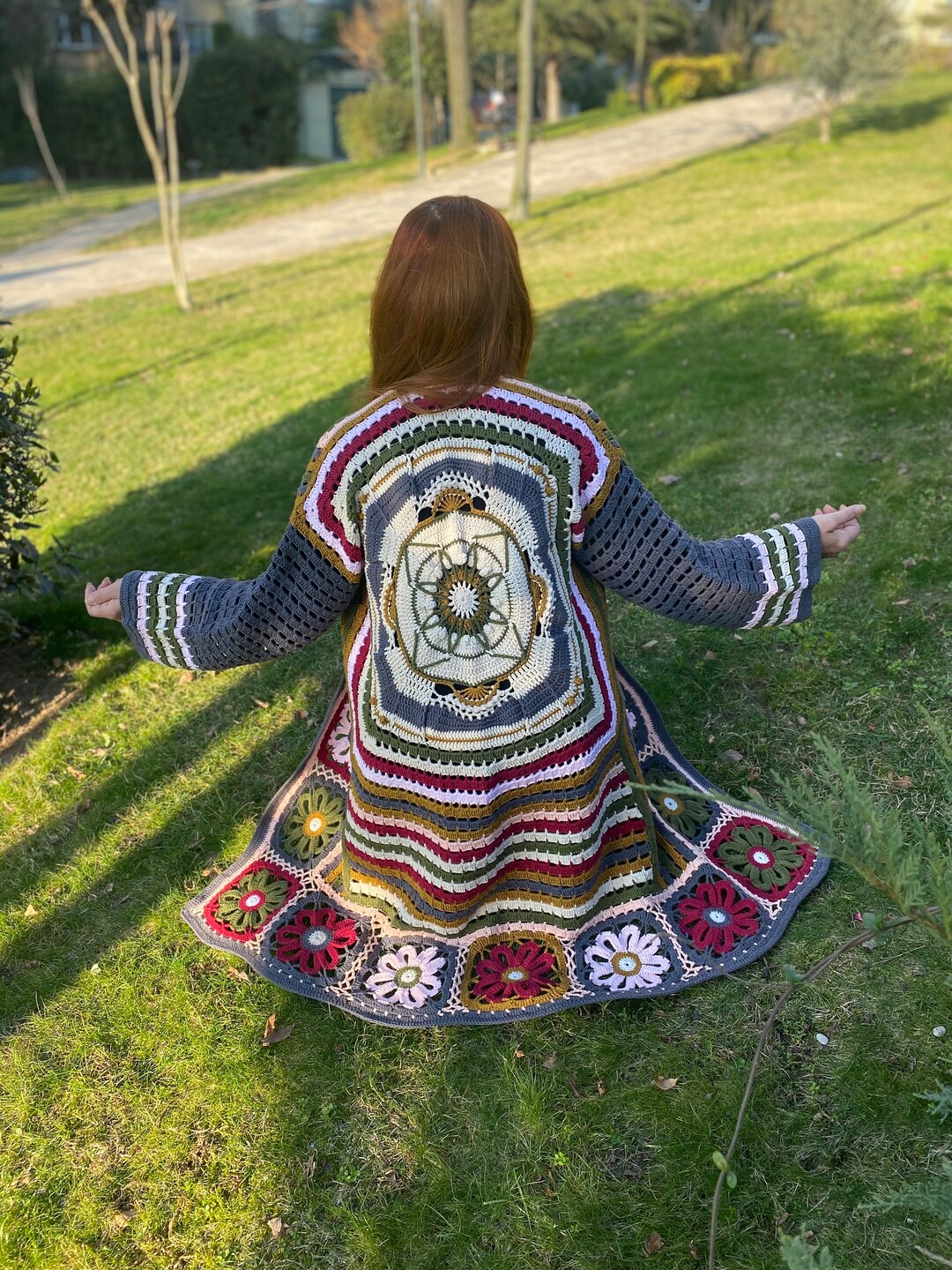 Crochet Cardigan,unique Long Crochet,,navy Crochet Cardigan,afghan ...