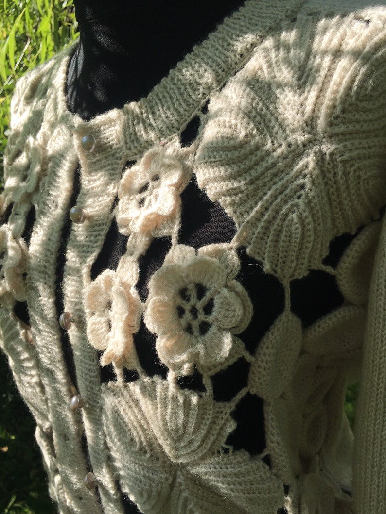 Irish Crochet Knit Cardigan: Granny Daisy Crochet Coat - Etsy UK