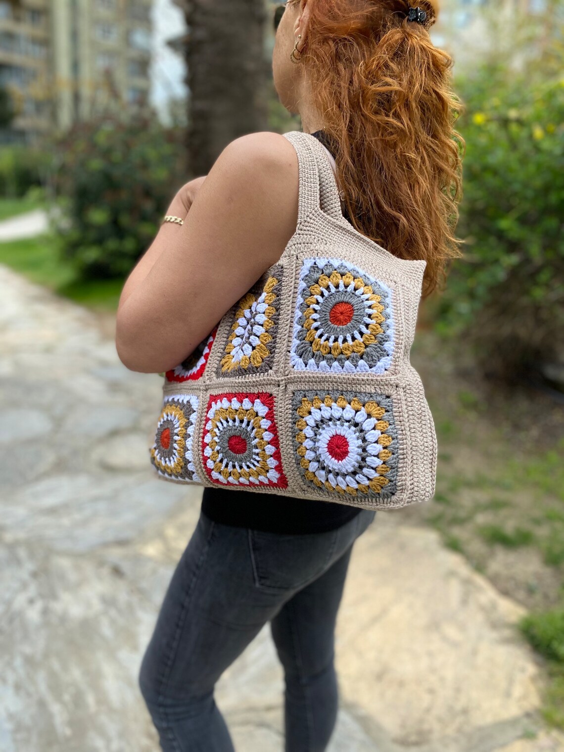 Crochet Hand Bag, Crochet Shoulder Bag, Granny Square Bag,crochet Purse ...